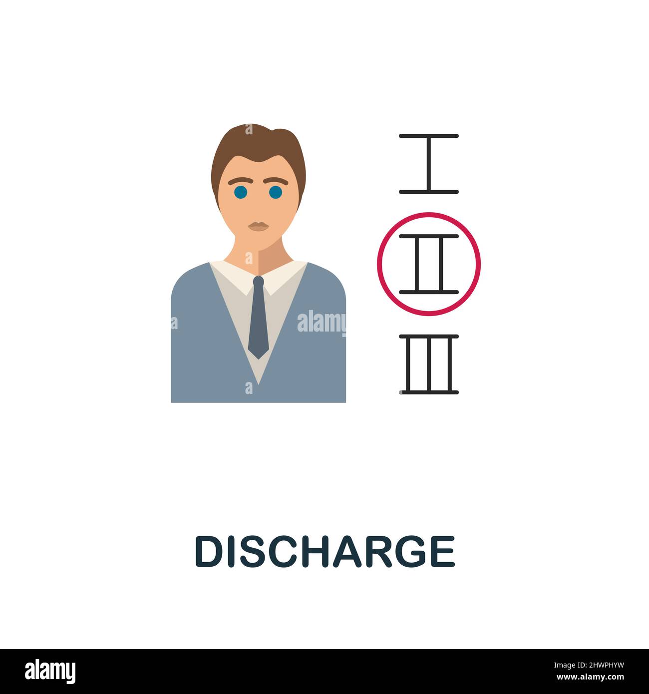 Discharge flat icon. Colored element sign from recruitment collection ...
