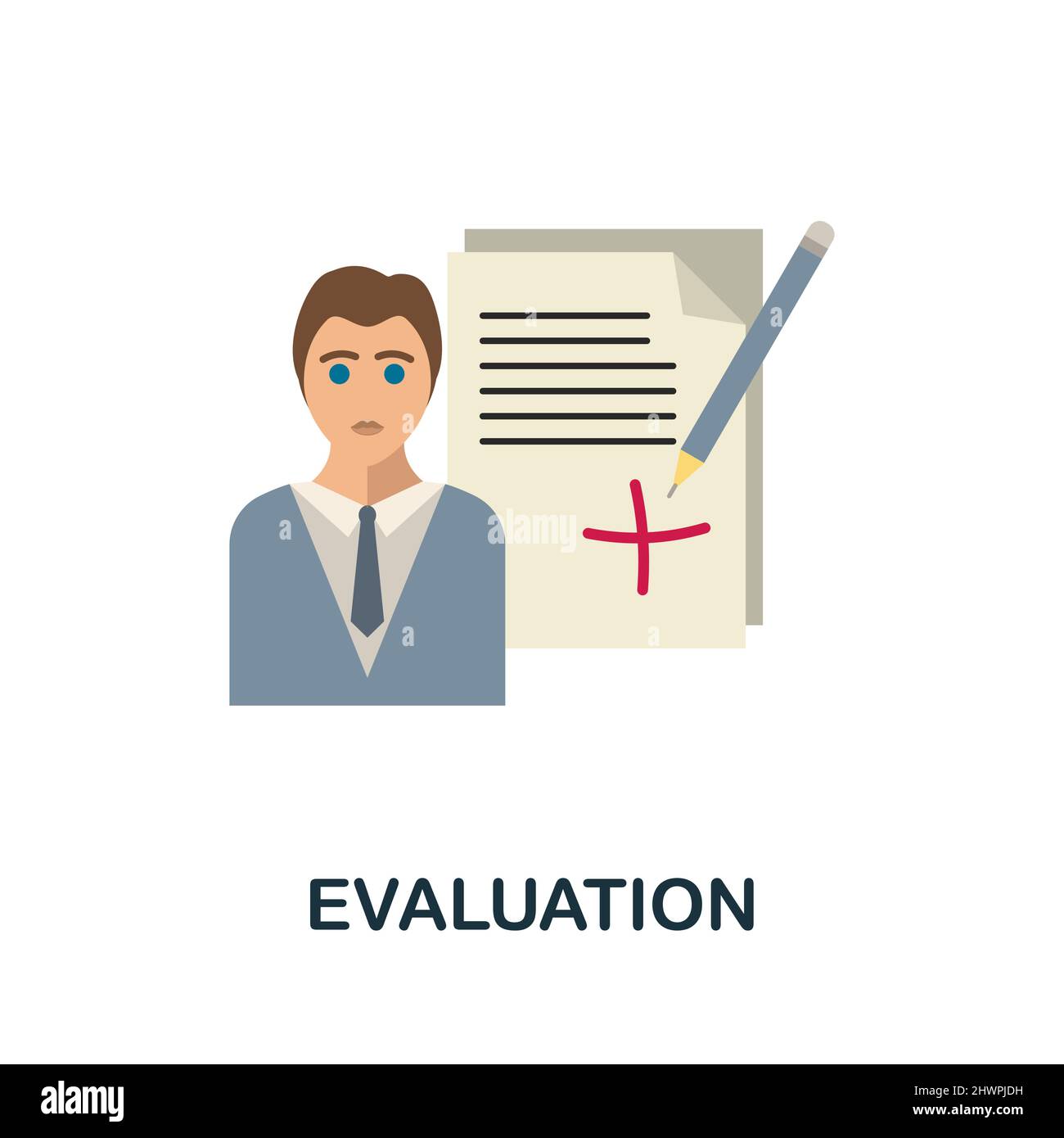 Evaluation flat icon. Colored element sign from recruitment collection ...