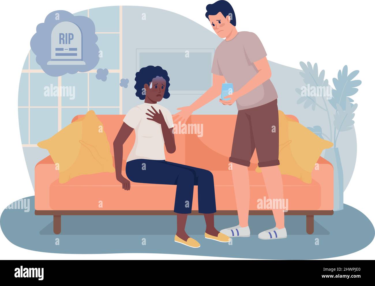 Death anxiety 2D vector isolated illustration Stock Vector Image & Art ...