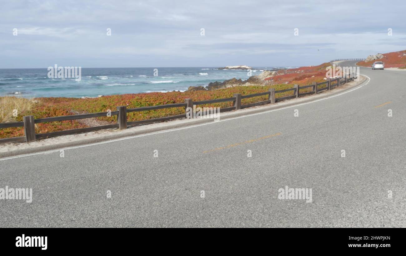 17-mile drive scenic road, Monterey California USA. Trip along ocean ...