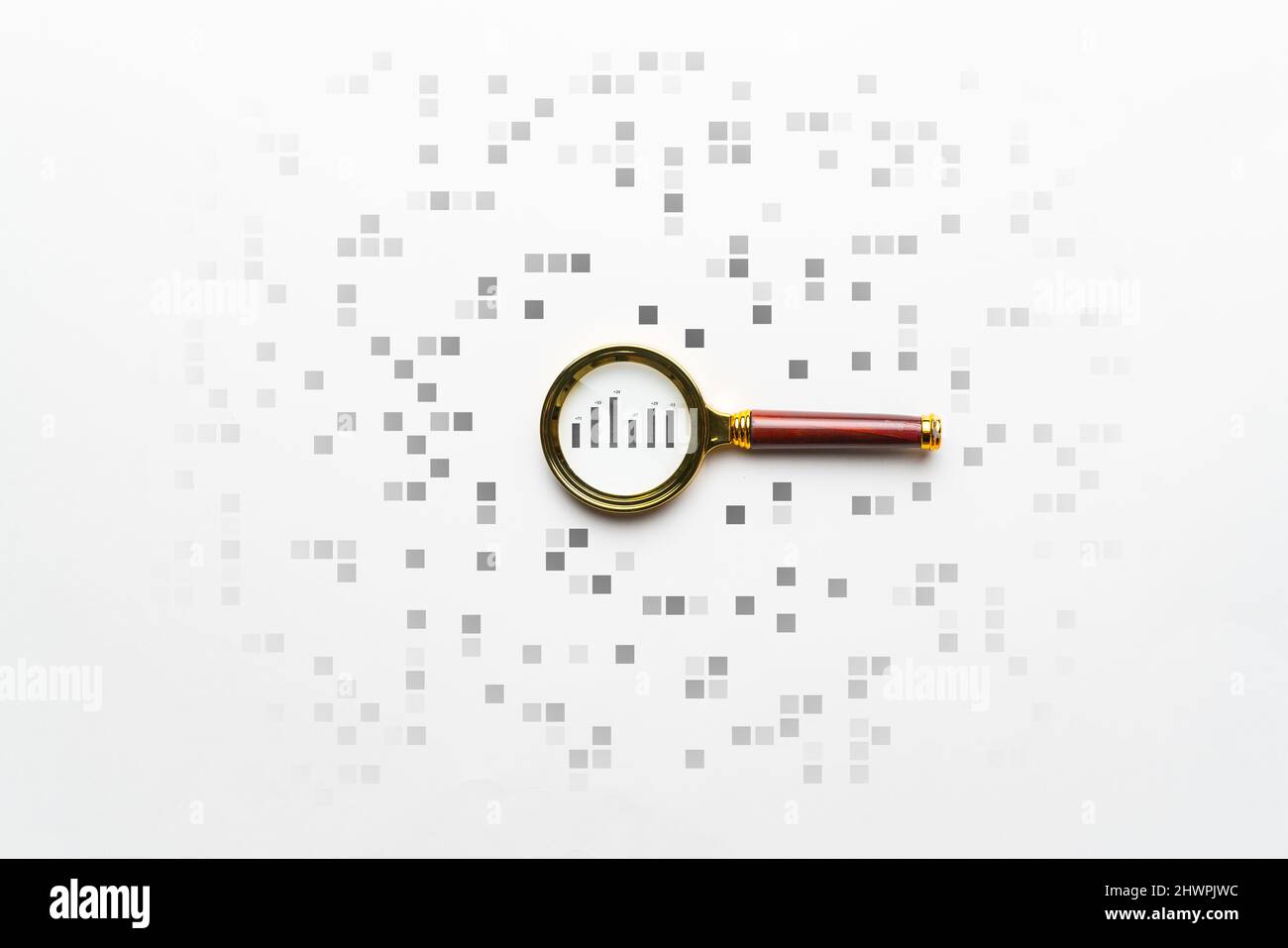 Data discovery concept. Magnifier with graph icon inside Stock Photo ...