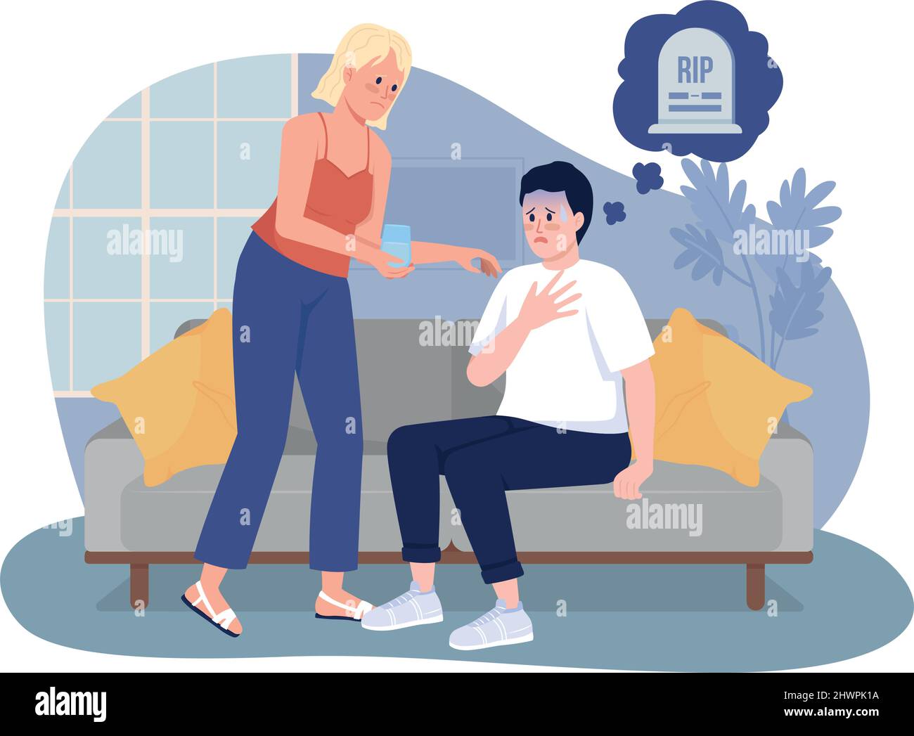 Fear of death 2D vector isolated illustration Stock Vector Image & Art ...