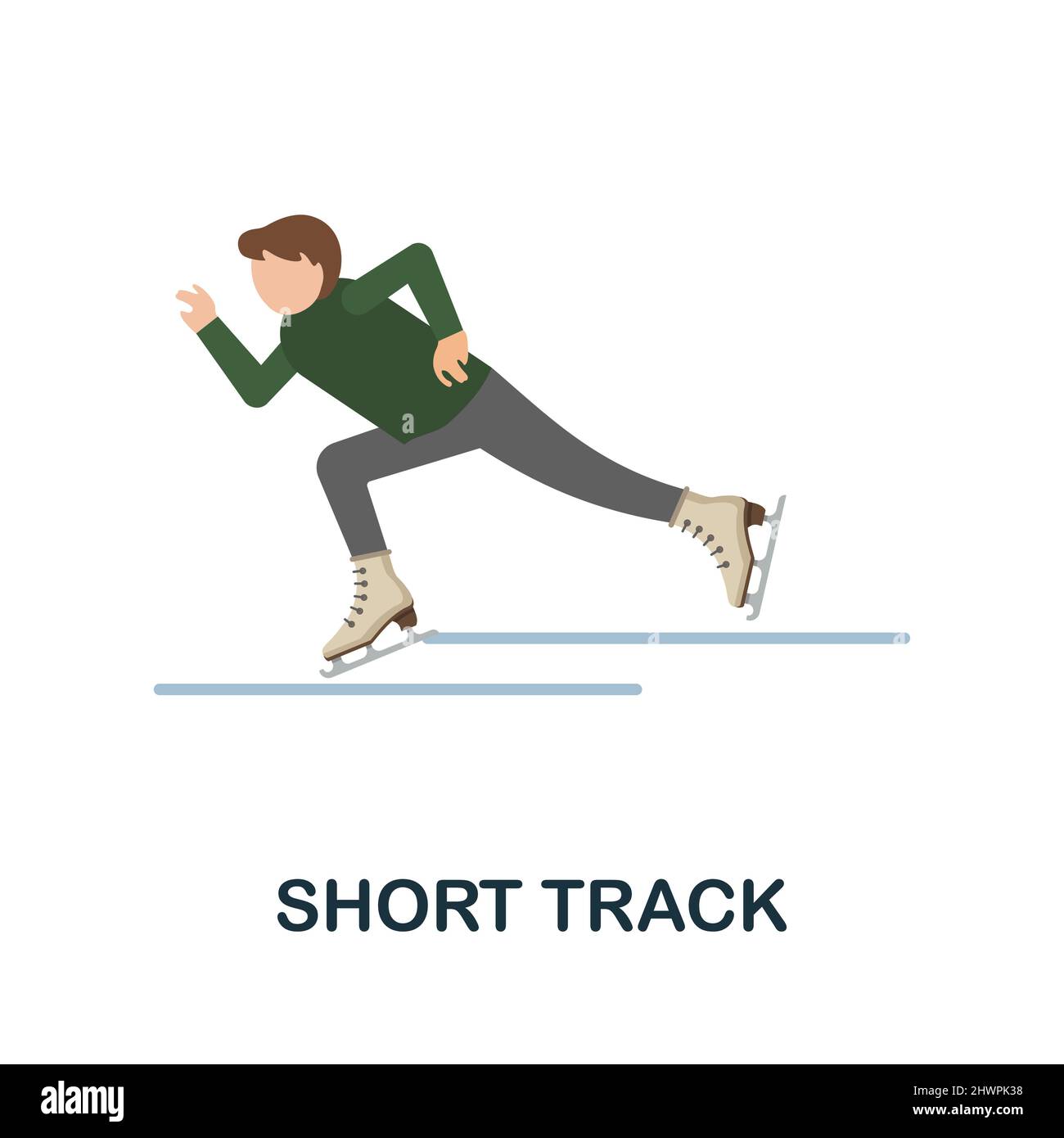 Short Track flat icon. Colored element sign from winter sport ...