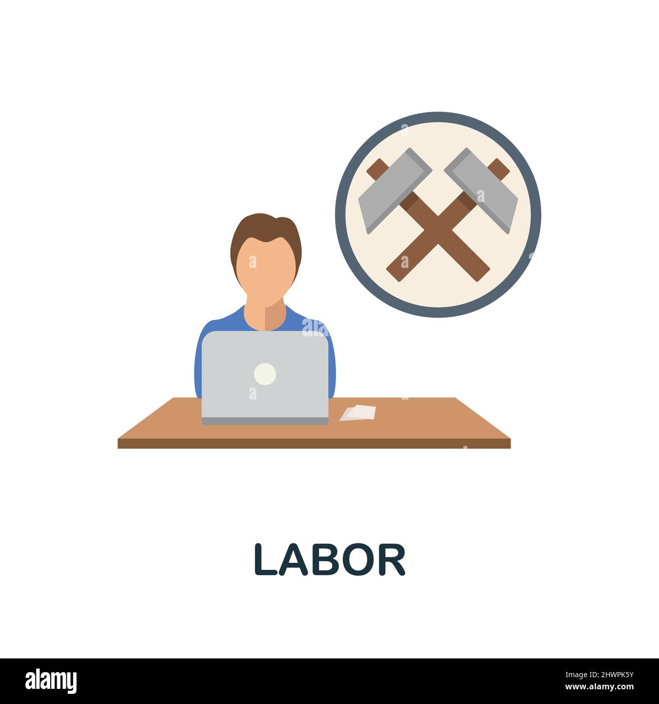 Labor flat icon. Colored element sign from recruitment collection. Flat ...