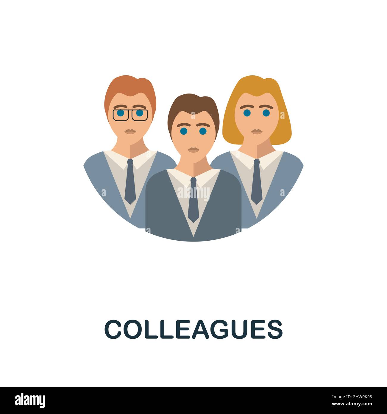 Colleagues flat icon. Colored element sign from work from office ...