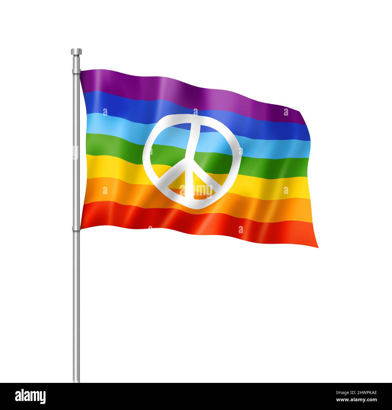 Rainbow peace flag, three dimensional render, isolated on white Stock ...