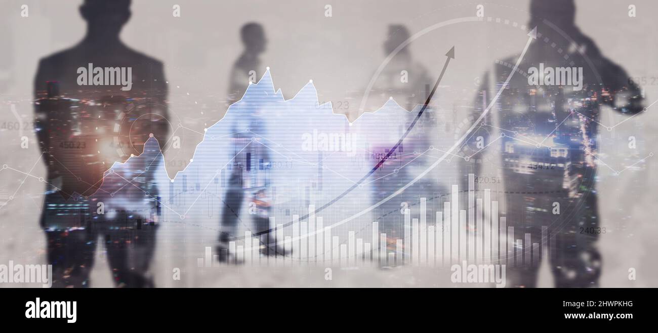 Virtual screen with stock market changes. Business Finance graph chart ...