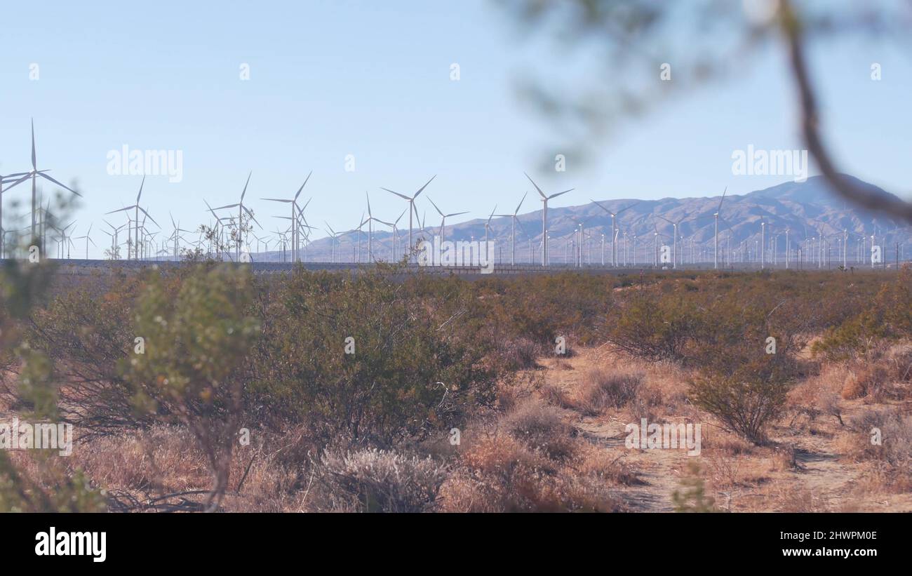 Windmills turbine rotating, wind farm or power plant, alternative green ...