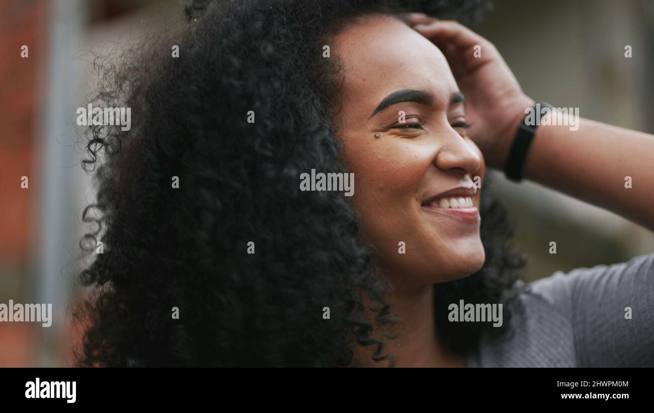 A Happy black woman laughing and smiling a happy African person real ...