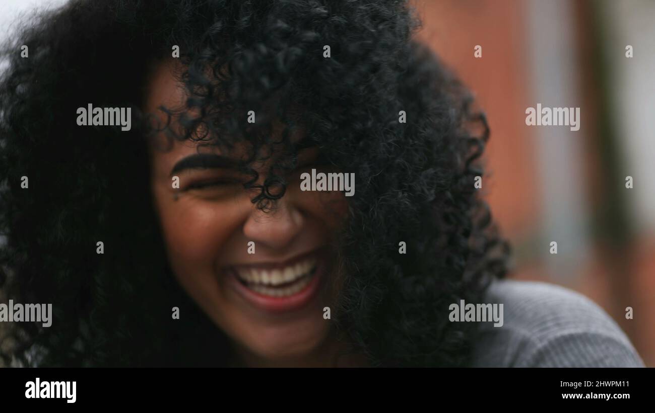 A Happy black woman laughing and smiling a happy African person real ...