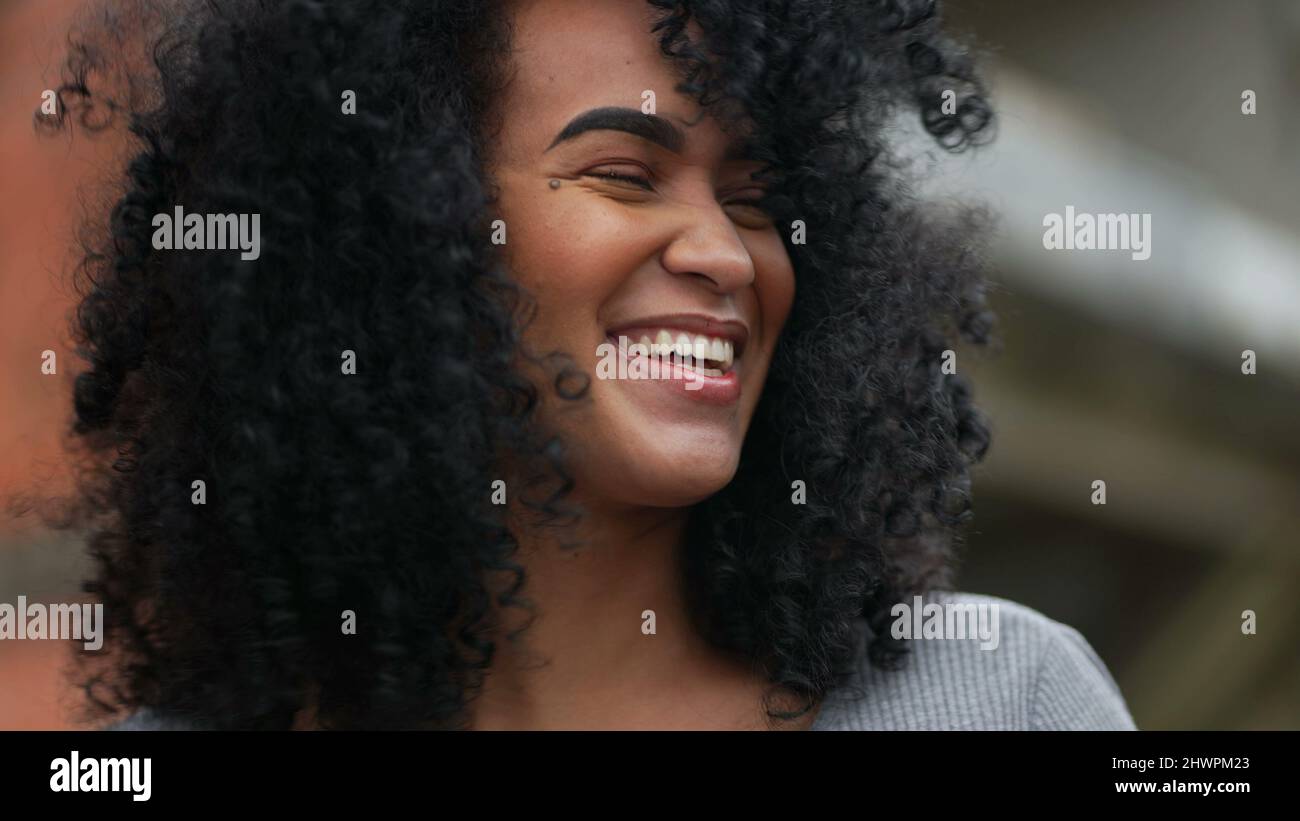 A Happy black woman laughing and smiling a happy African person real ...