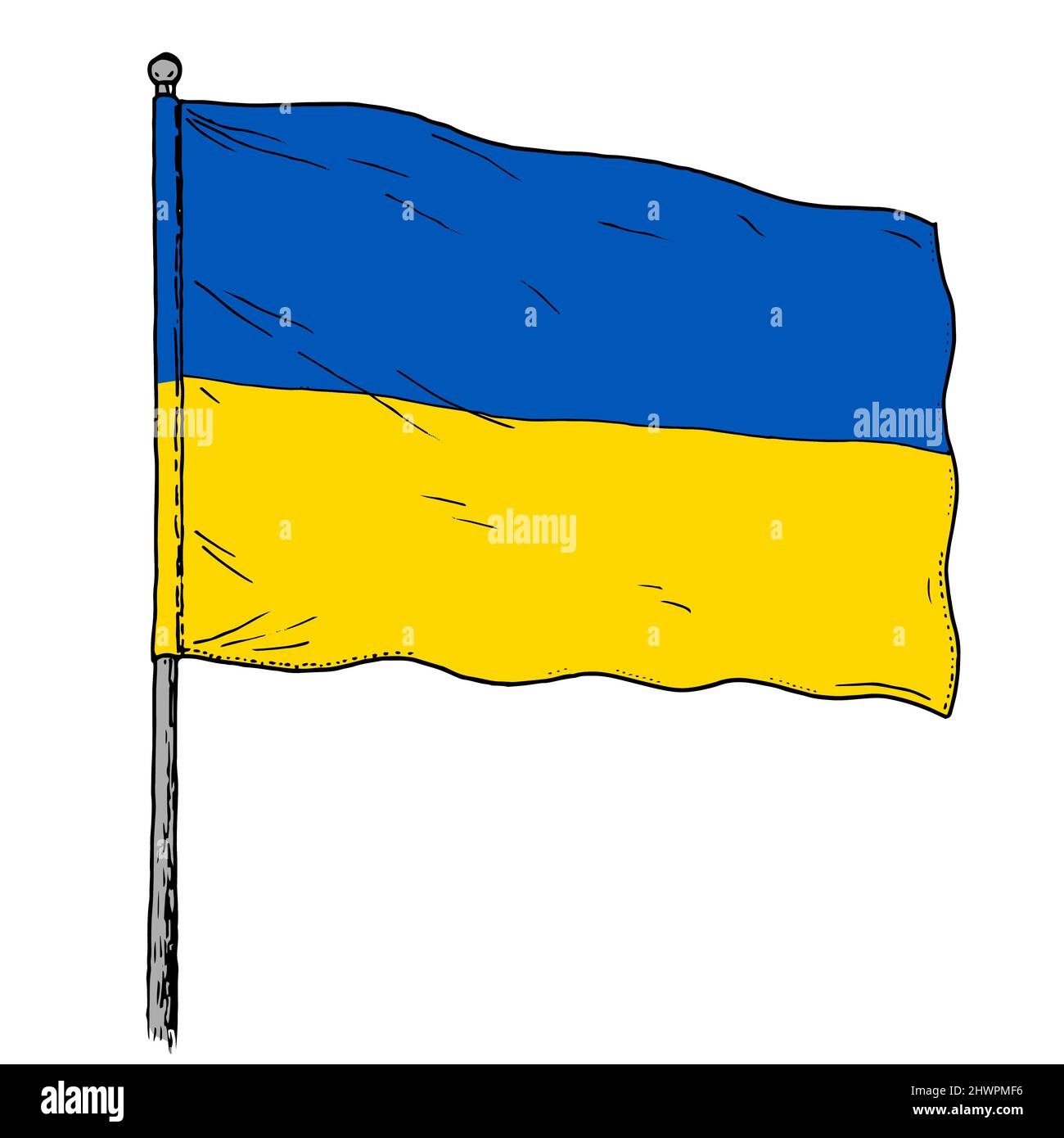 Ukraine flag illustration - vintage like drawing of two colour flag ...