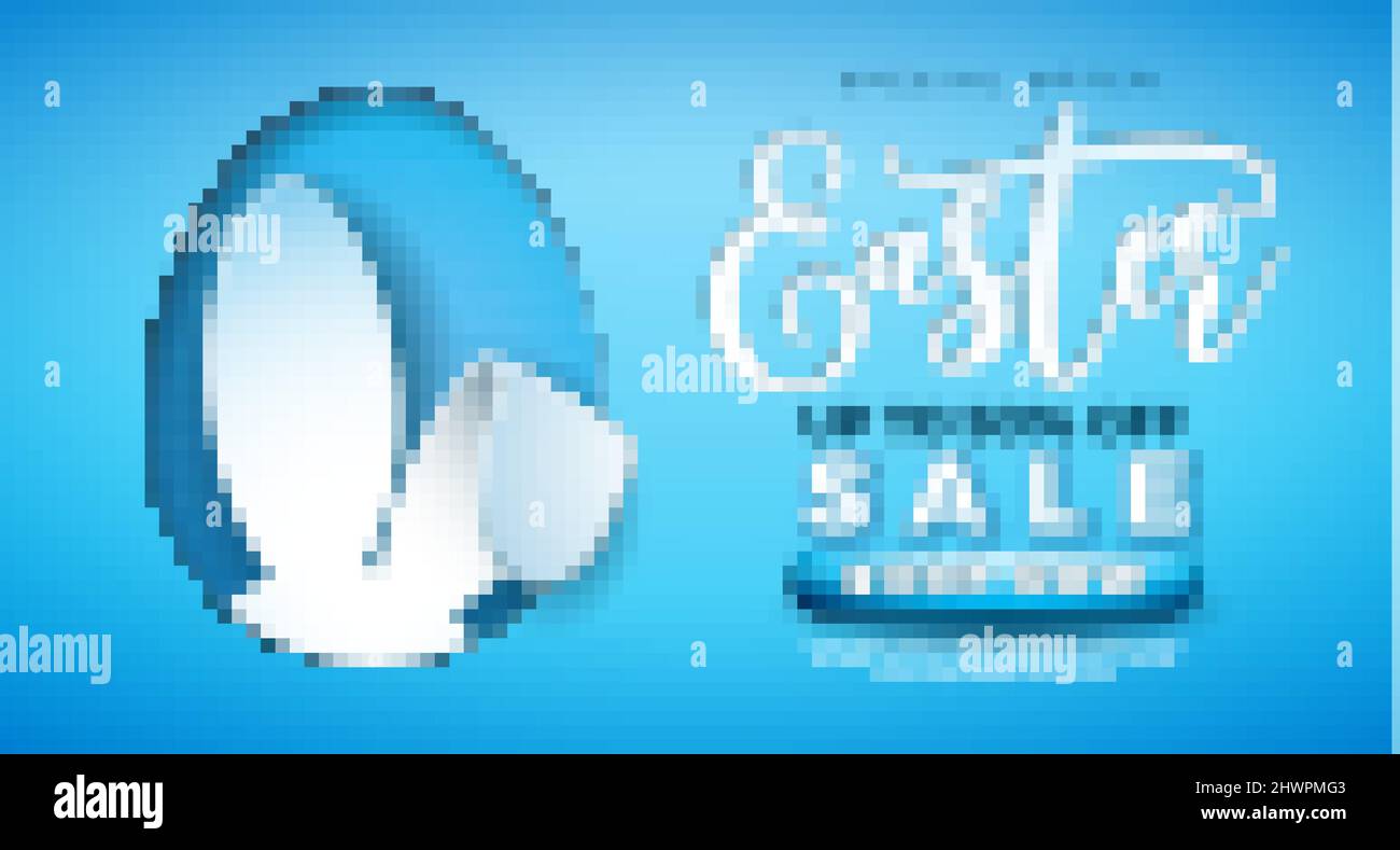 Easter Sale Illustration with Cute Rabbit Ears in Egg Shape on Light ...