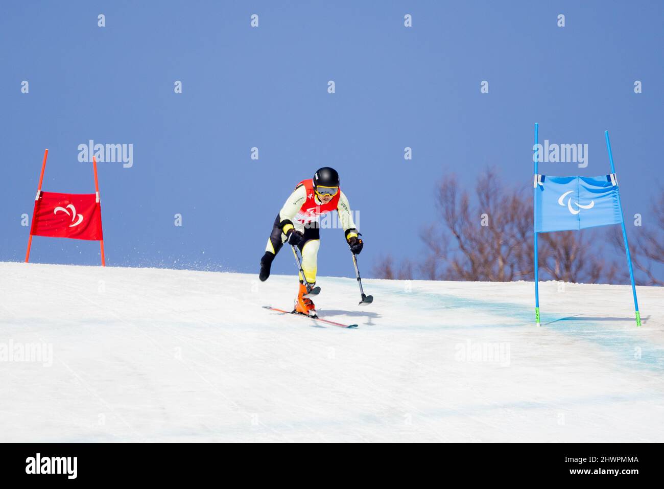 06 March 2022, China, Peking: Paralympics, Para Alpine Skiing, Men ...