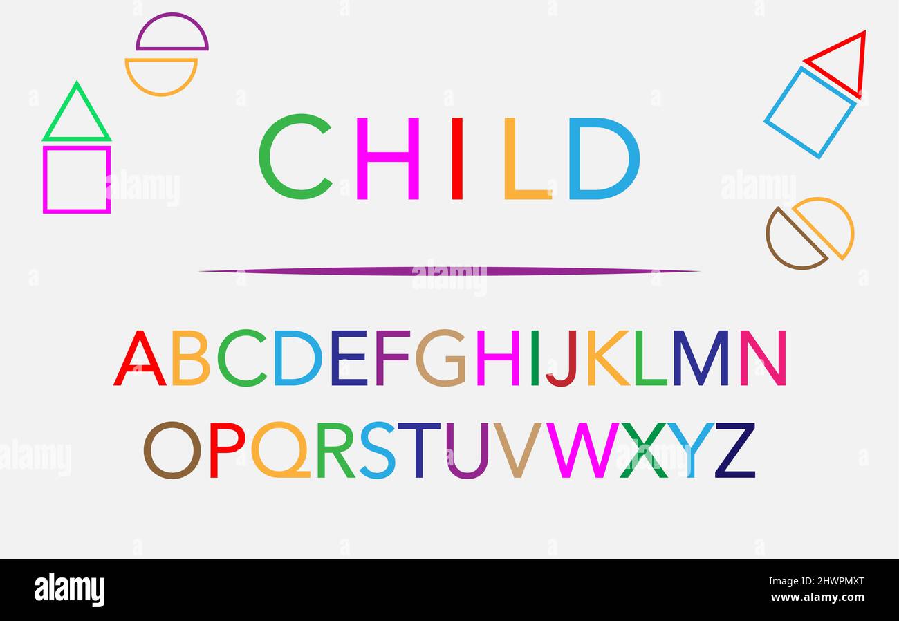 alphabet colorful font style. Set Fun Colored letters design isolated ...