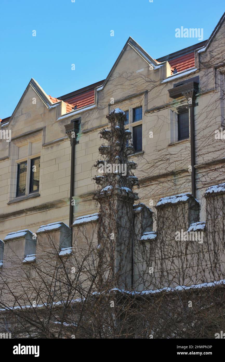 A medieval carved stone tower in the Gothic style Stock Photo - Alamy