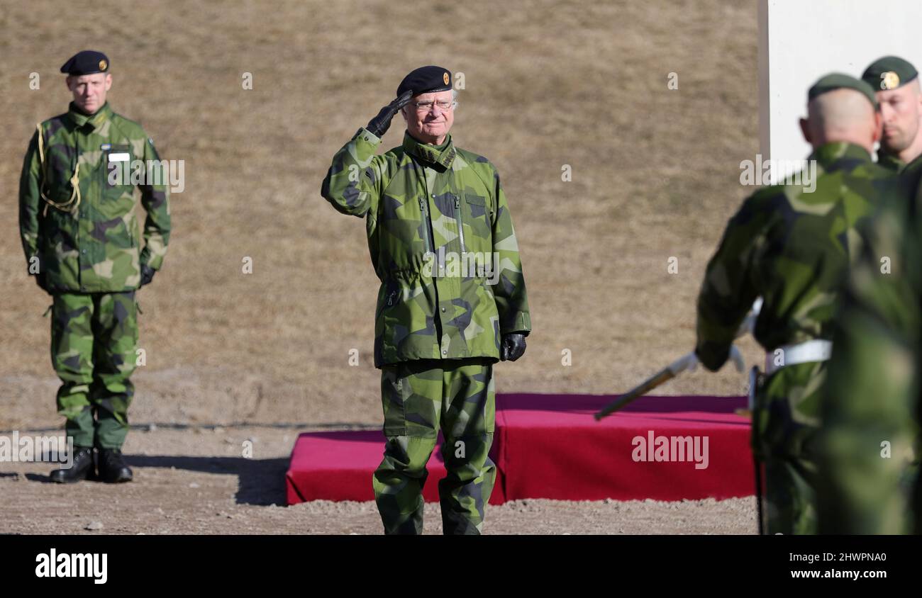 King Carl Gustaf attends a standard handover at the Life Regiment ...