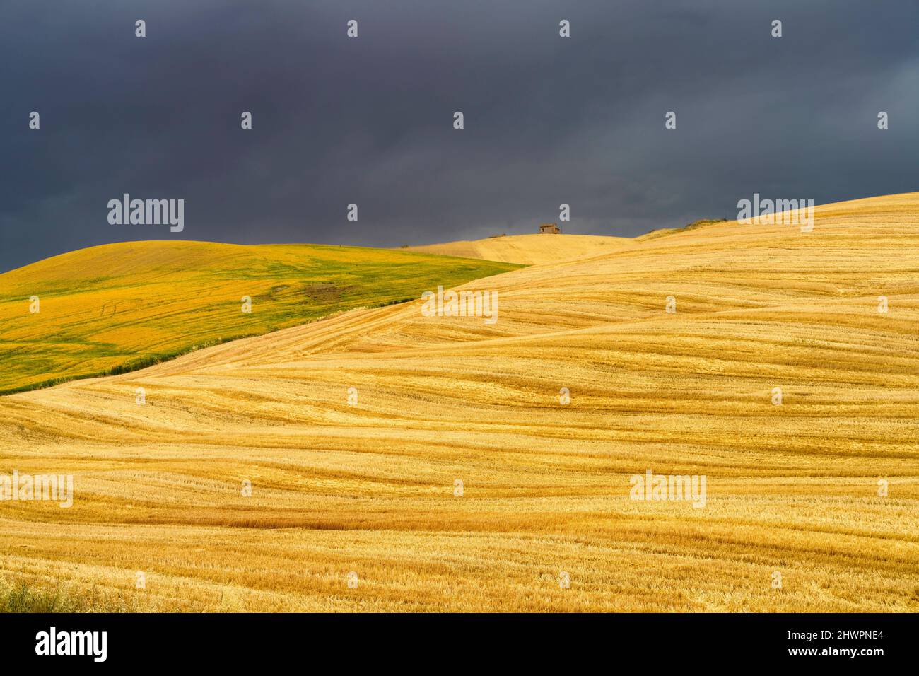 Country landscape in Basilicata along the road from Gravina in Puglia ...