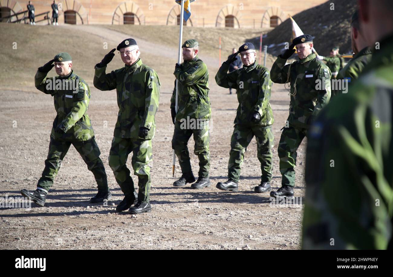 King Carl Gustaf attends a standard handover at the Life Regiment ...