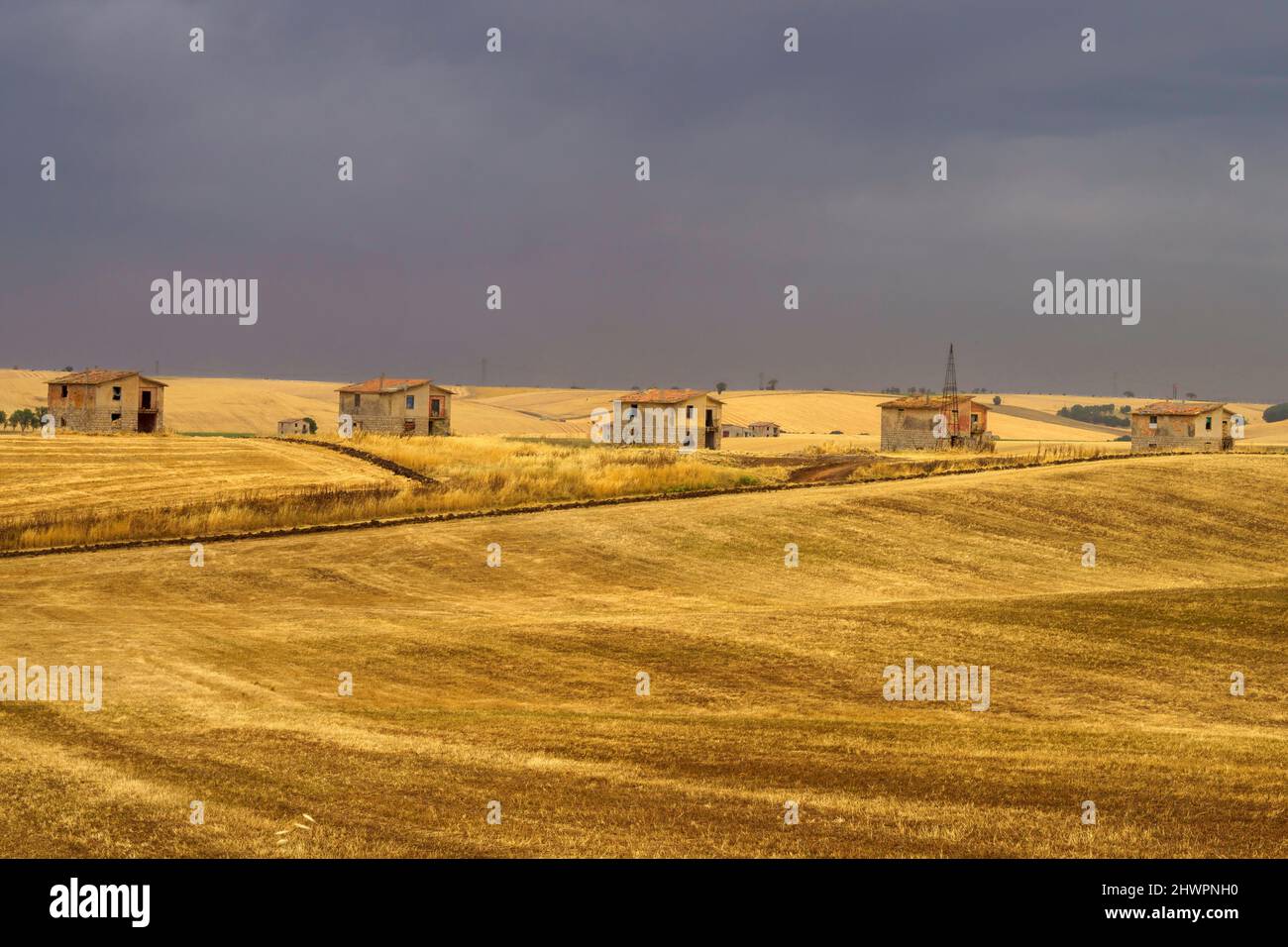 Country landscape in Basilicata along the road from Gravina in Puglia ...