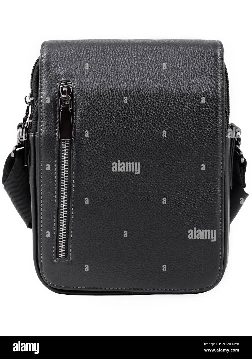 Black leather wallet front view isolated on white background Stock ...