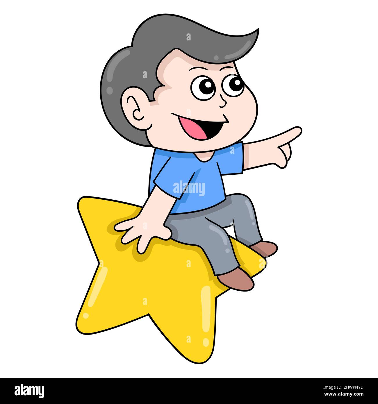 boy is sitting on a star reaching dream Stock Vector Image & Art - Alamy