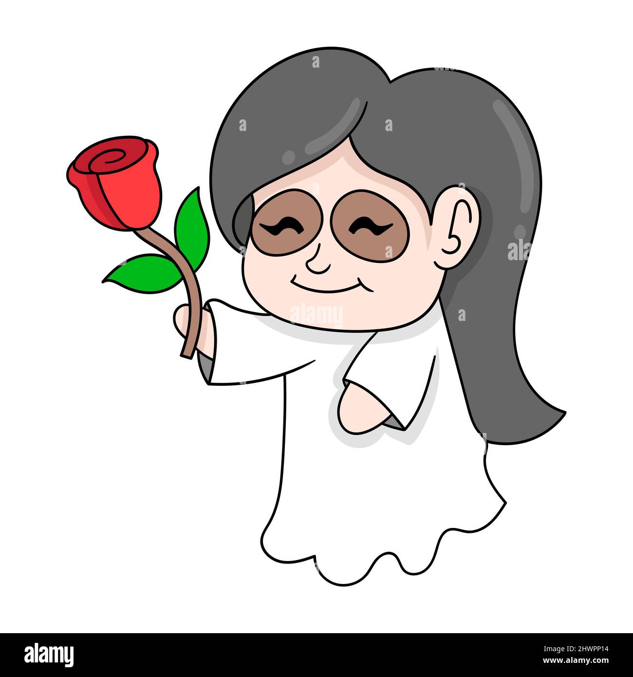female ghost walking with a red rose Stock Vector Image & Art - Alamy