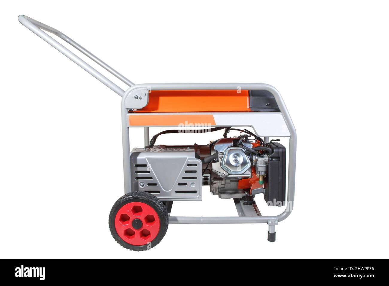 Modern petrol generator side view isolated on white background Stock ...