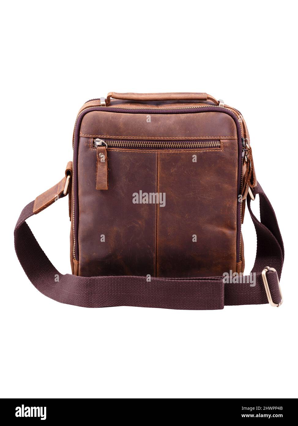 Brown leather wallet back view isolated on white background Stock Photo ...