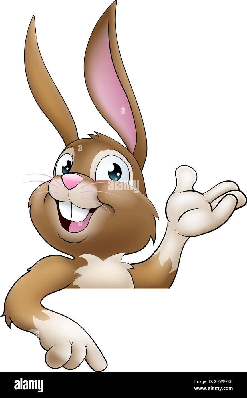 Easter Bunny Rabbit Cartoon Character Peeking Sign Stock Vector Image ...