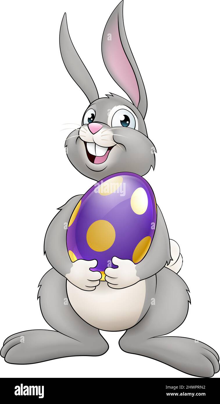 Easter Bunny Cartoon Rabbit With Giant Egg Stock Vector Image & Art - Alamy