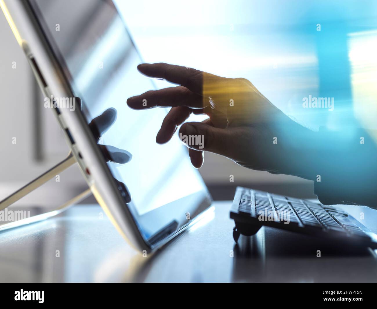 Hand touching cloud hi-res stock photography and images - Alamy