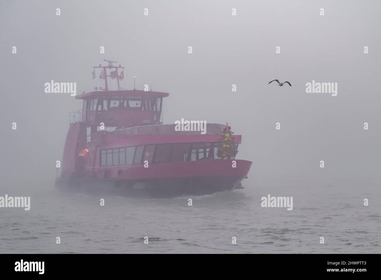 Ferry shrouded in thick fog Stock Photo - Alamy
