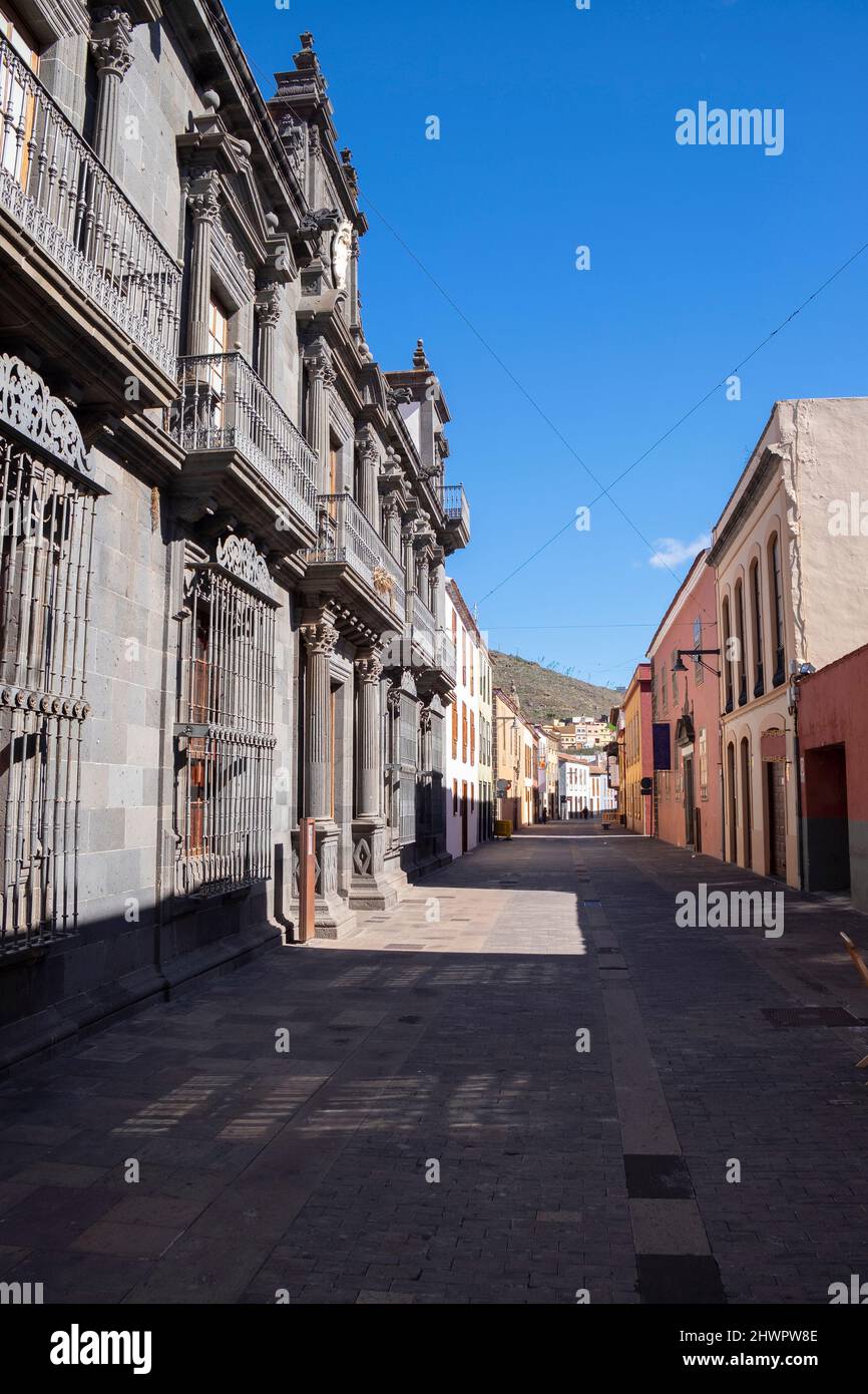 Empty alley stretching between rows city houses hi-res stock ...