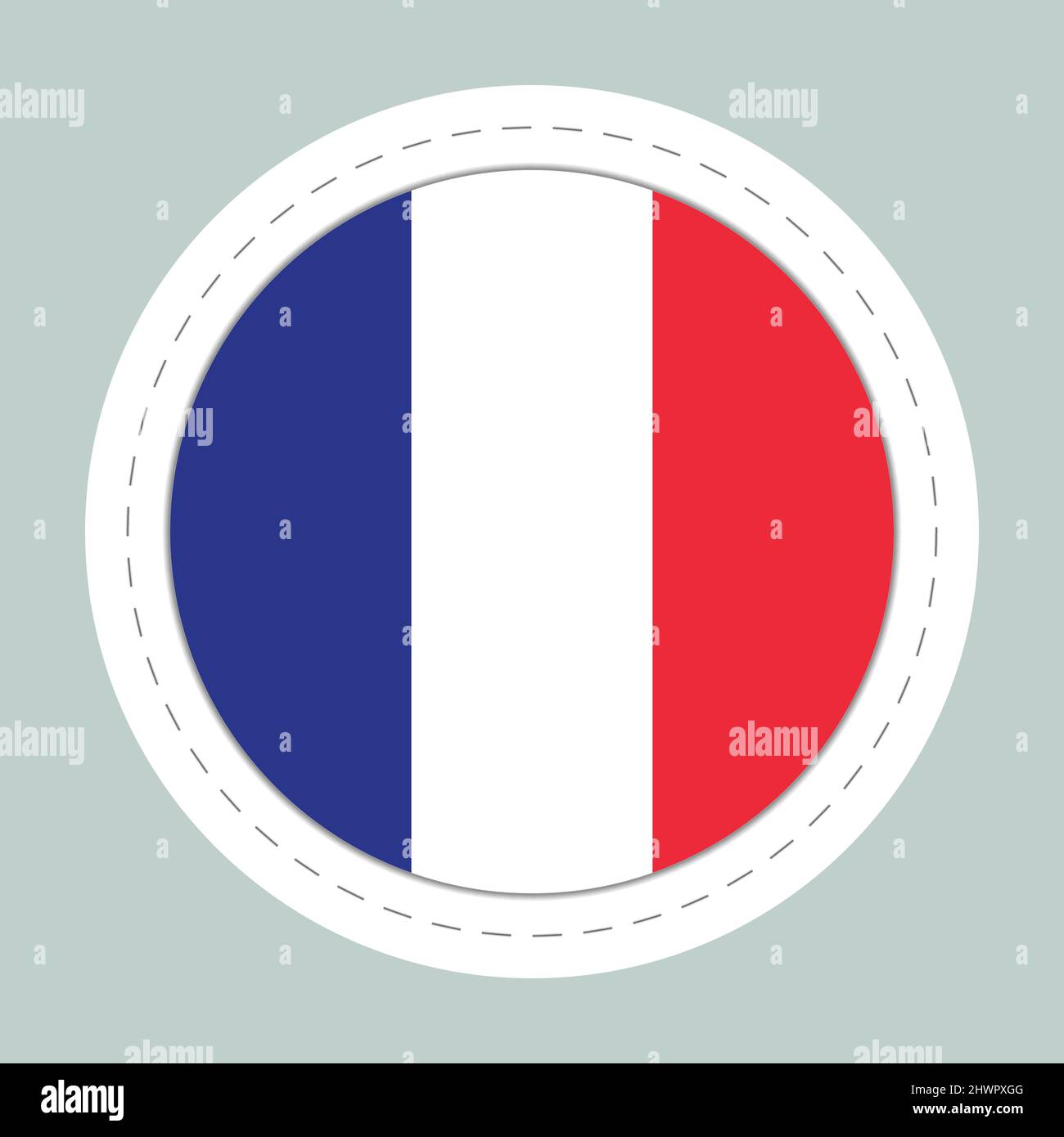 Sticker ball with flag of France. Round sphere, template icon. French ...