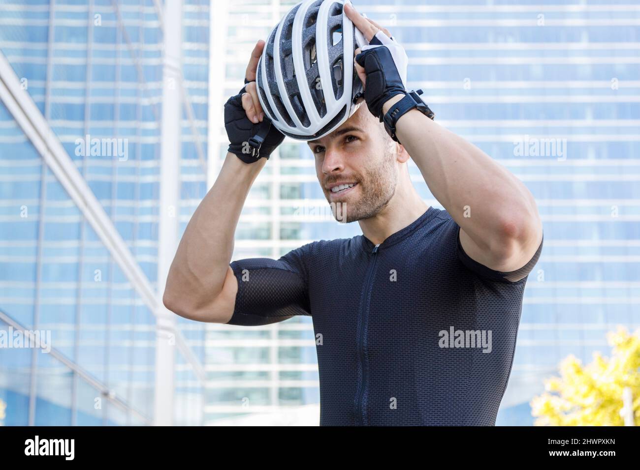 Man cycling helmet hi-res stock photography and images - Alamy