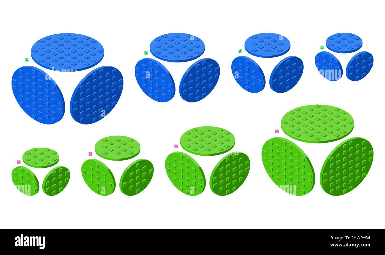 3d Set Of Colored Constructor Kit In Isometry Round Elements Vector