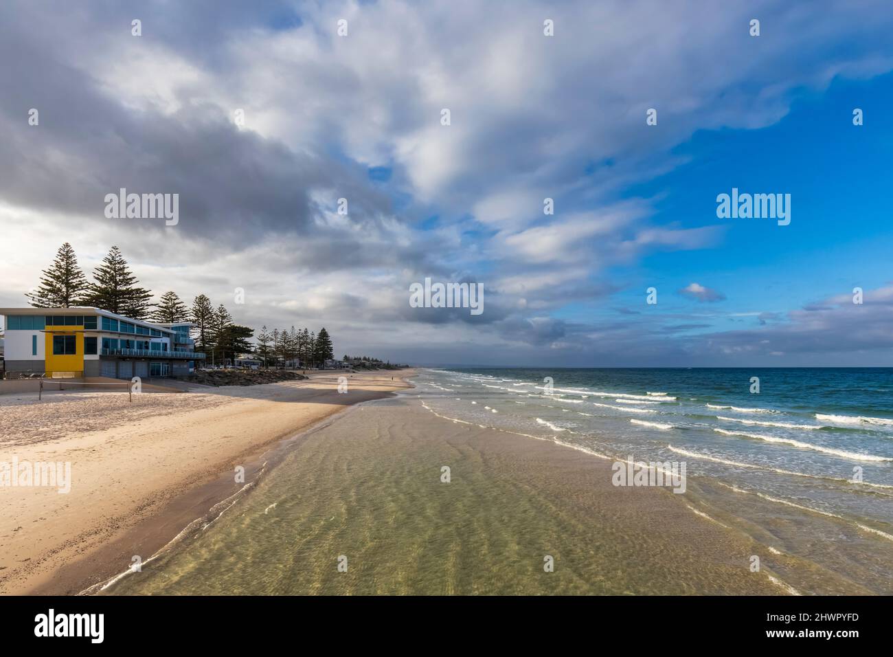 Australia, South Australia, Adelaide, Clouds over empty Henley Beach ...