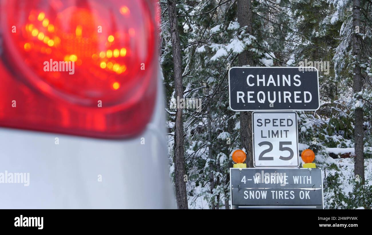 Chains required sign hi-res stock photography and images - Alamy