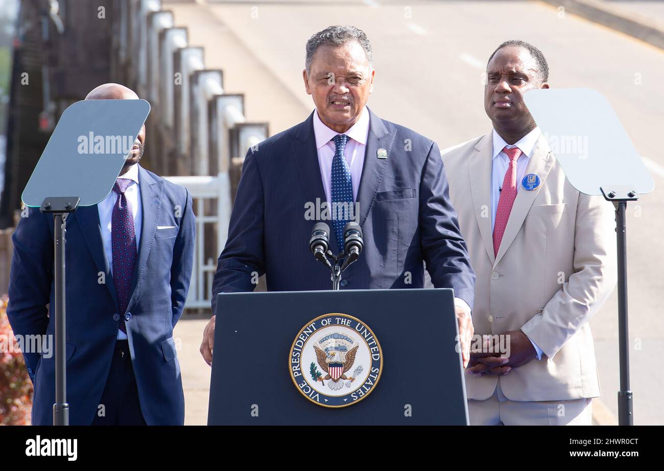 Selma, United States. 07th Mar, 2022. Reverend Jesse L. Jackson makes ...