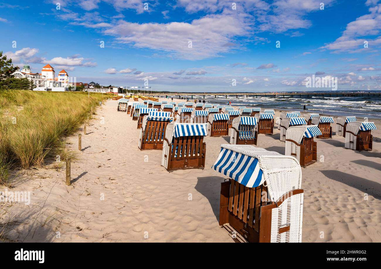 Hooded beach chairs sandy beach rugen island hi-res stock photography ...