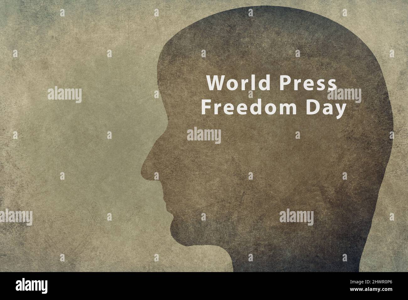 World Press Freedom Day, silhouette of a journalist, mouth covered ...