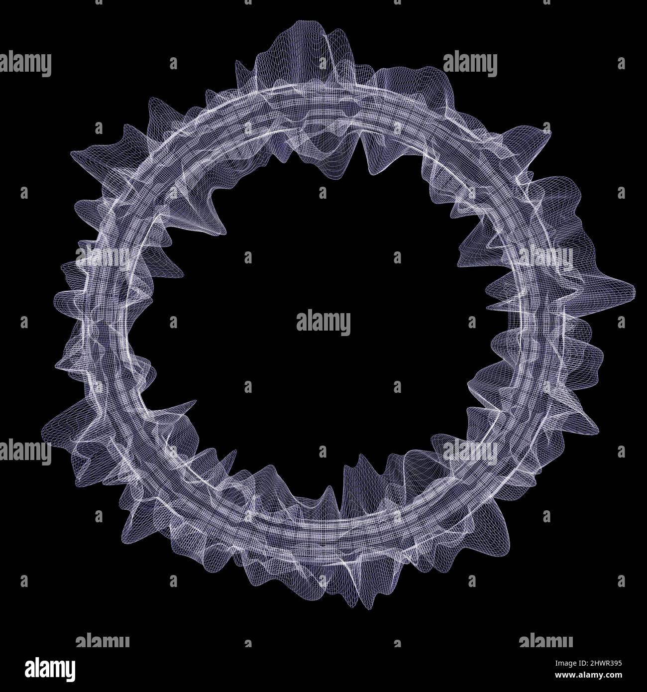 Three dimensional wireframe render of sound waves creating circle Stock ...