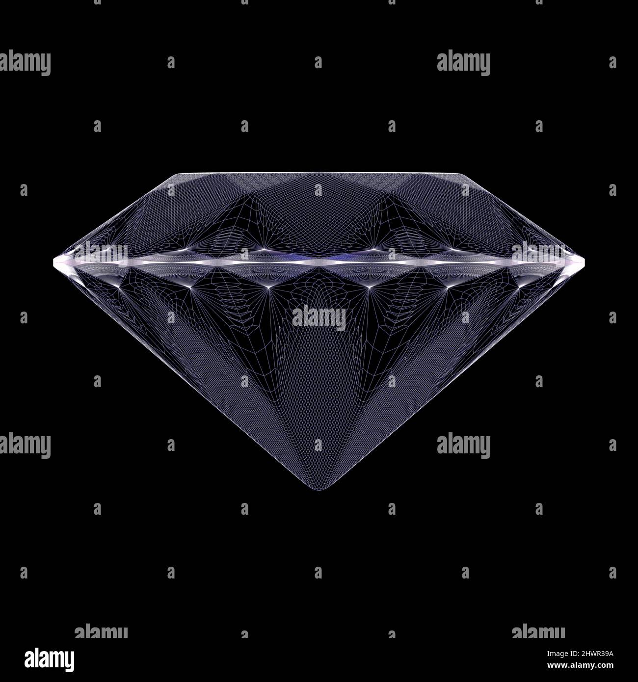 Three dimensional wireframe render of purple diamond Stock Photo - Alamy