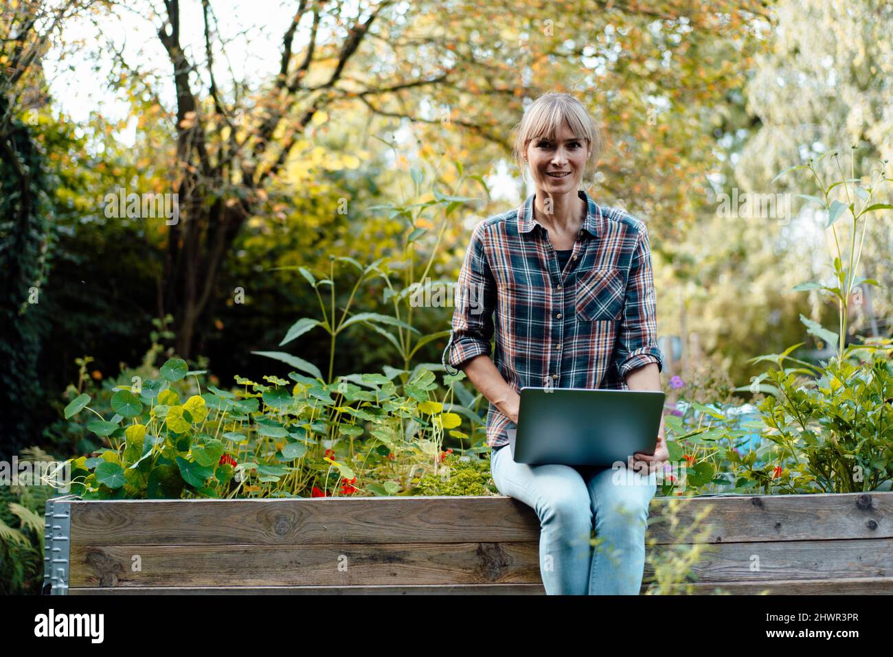 Woman computer back view hi-res stock photography and images - Alamy
