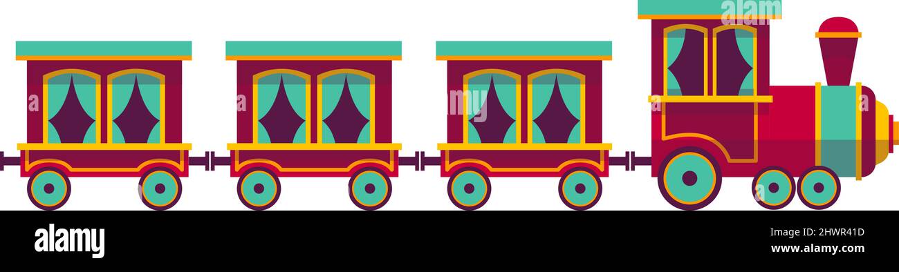 Kid train. Cute little railway transport in vintage decorative style ...