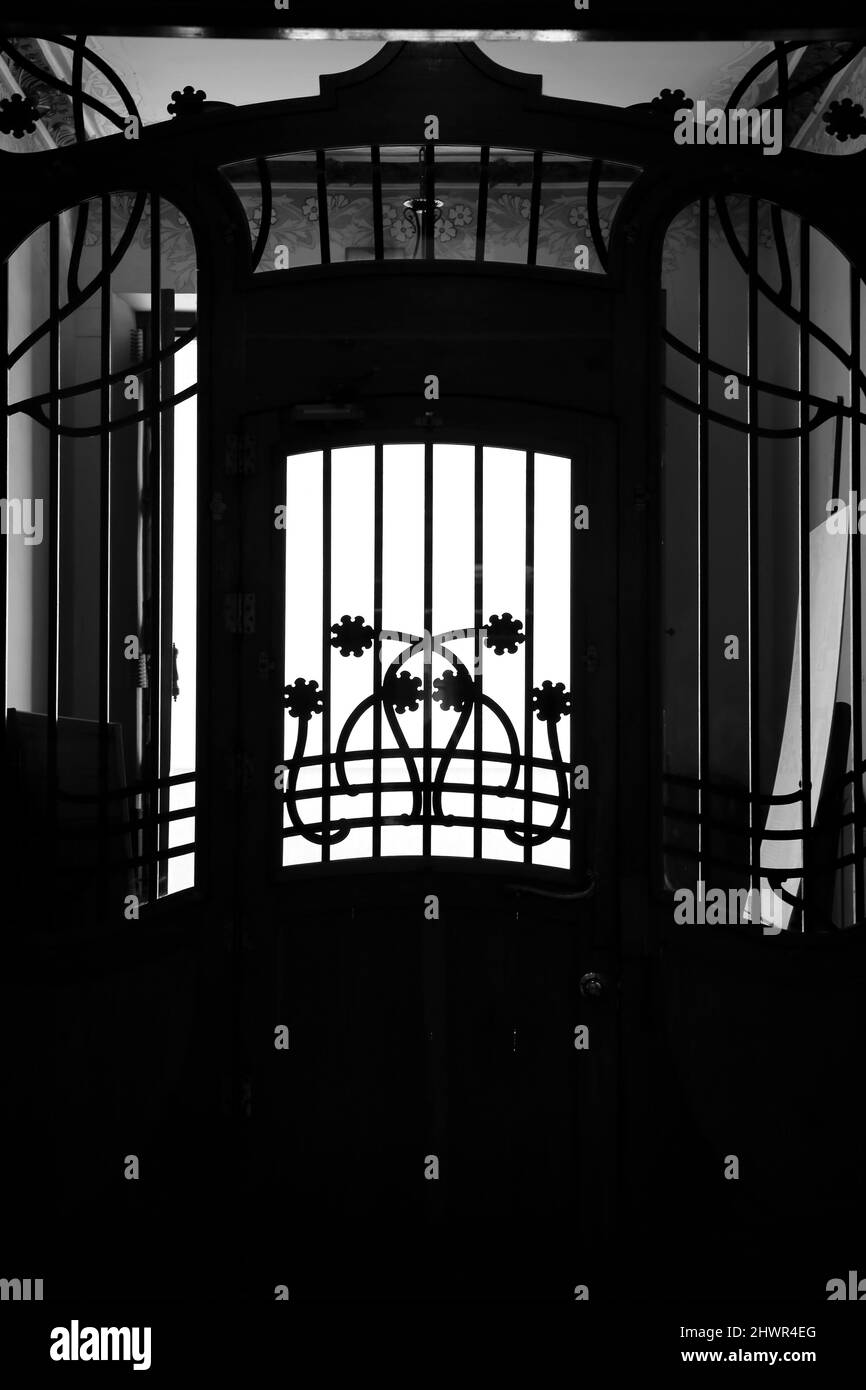 Novelda, Alicante, Spain- March 1, 2022: Art Noveau style door of a ...