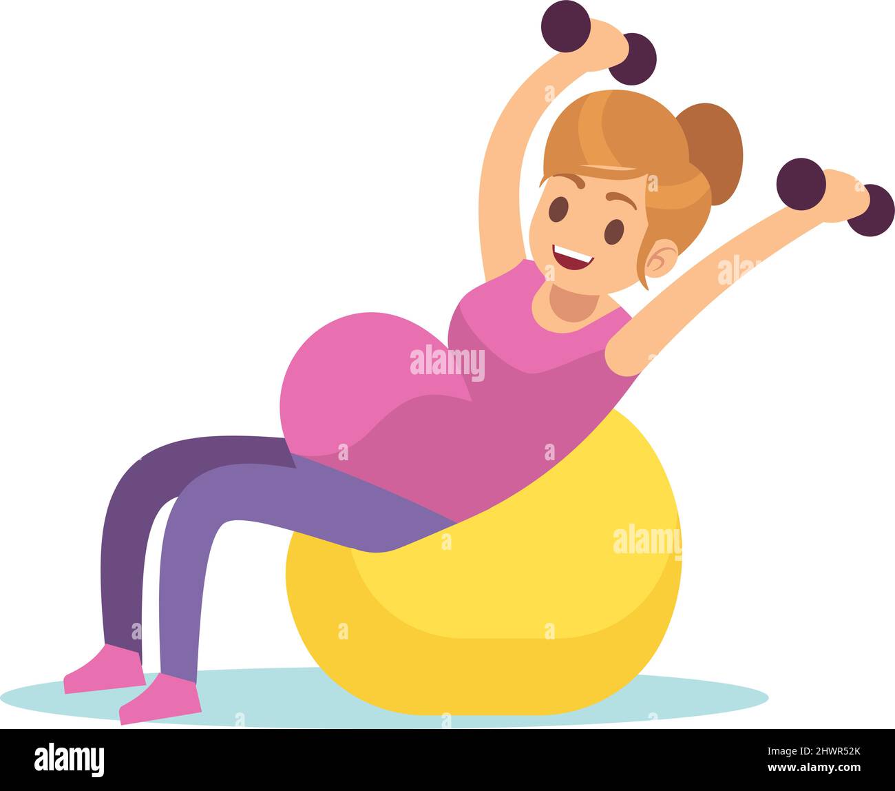Pregnant woman doing weight exercise on birth ball Stock Vector Image ...