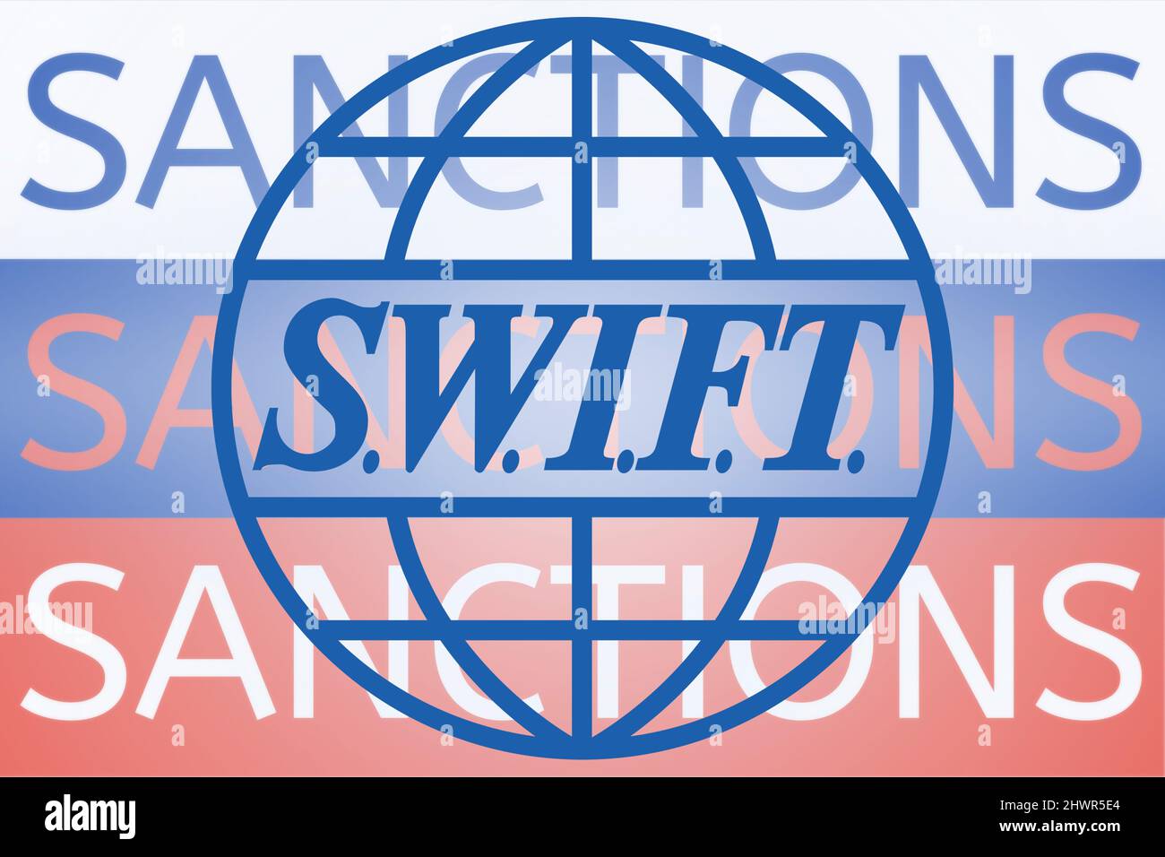 SWIFT logo in front of the Russian flag. Sanctions against Russia over ...