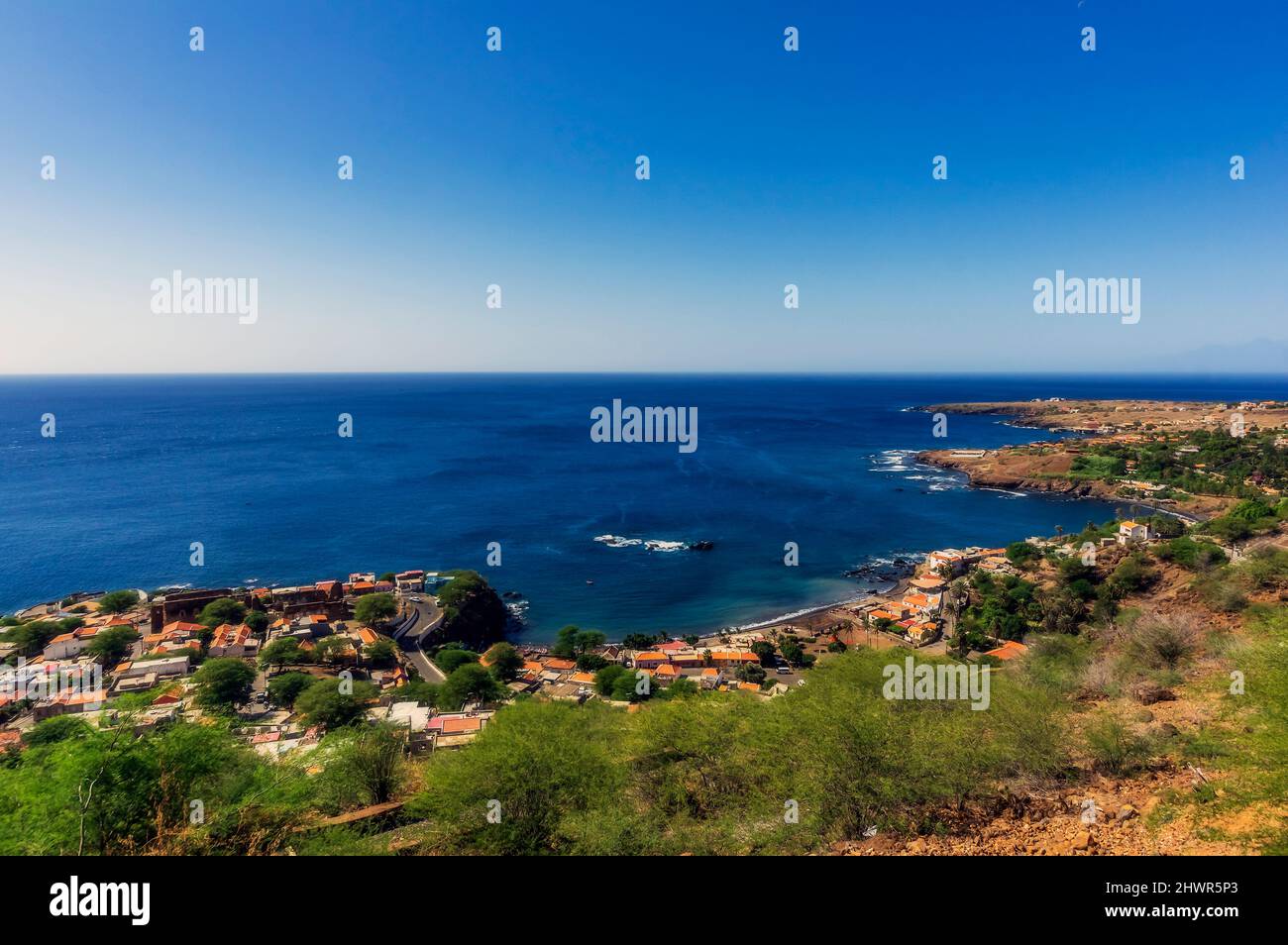 Cape Verde, Sao Vicente, Mindelo, Coastal city in summer with Atlantic ...